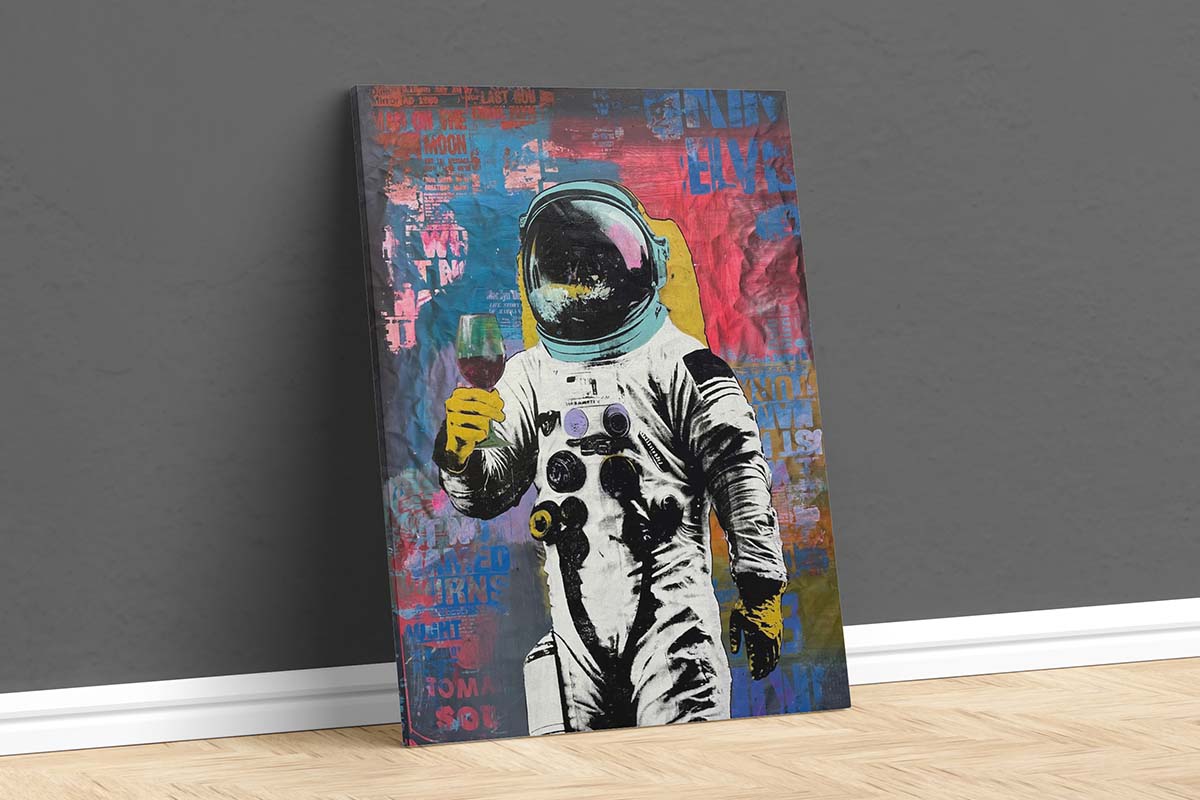 Augmented Reality - Spaceman with Wine Canvas Art – Stephen Neall ...